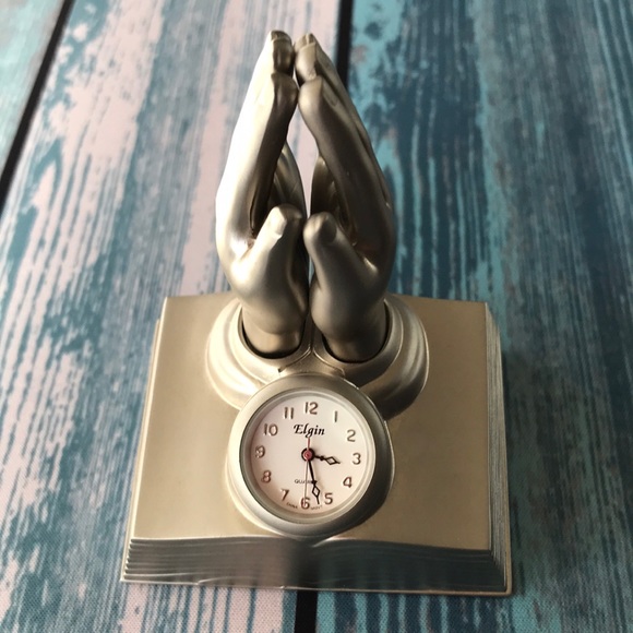 Elgin | Other | Elgin Desk Clock Praying Hands Untested Ba | Poshmark